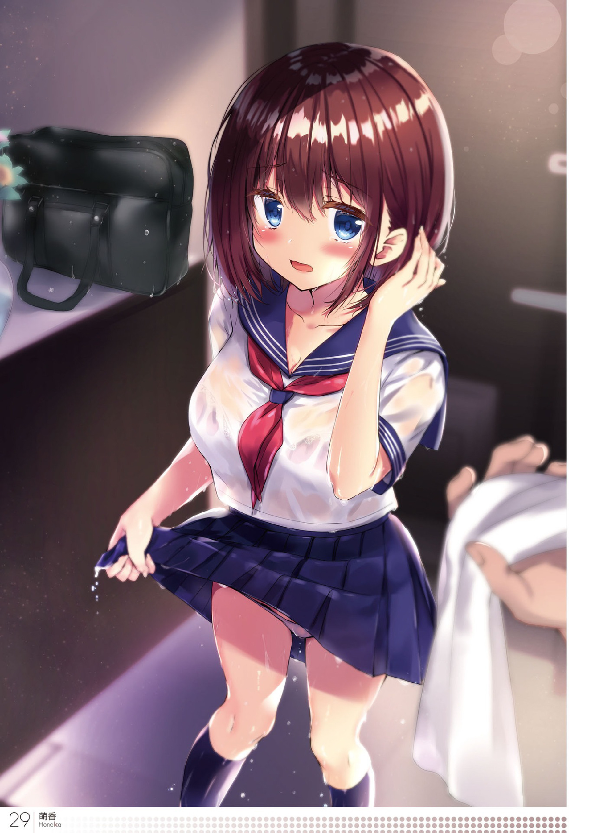 honoka (moe-moeko) pantsu seifuku skirt lift wet clothes | #584239 | yande.re